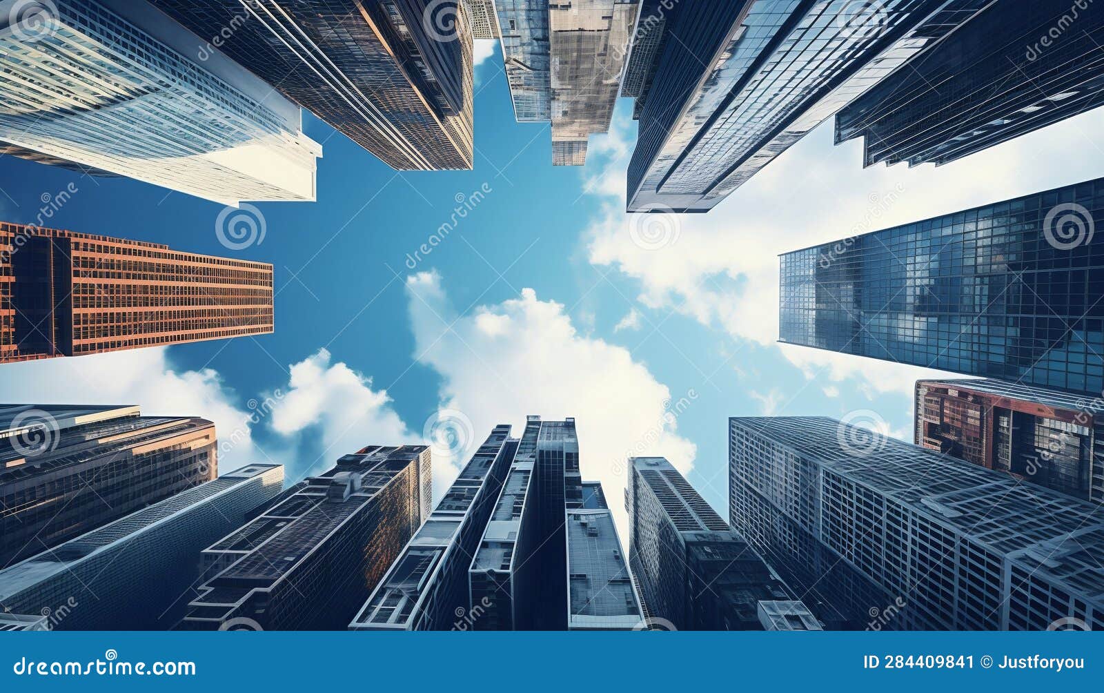 Skyscrapers Touching the Sky, High Angle View. Generative Ai Stock ...