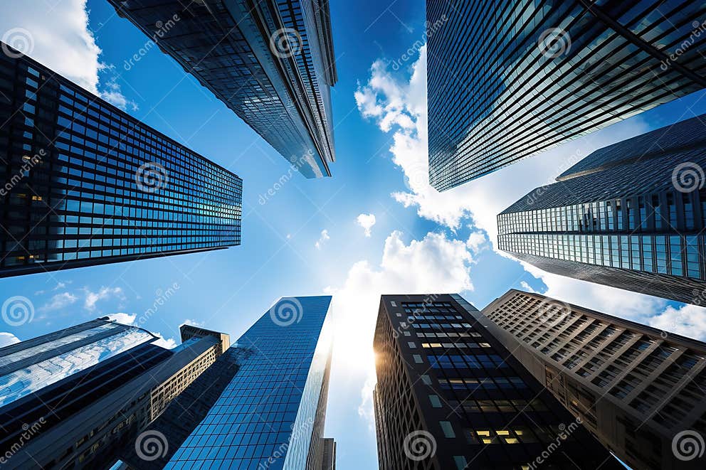 Skyscrapers View from Below Stock Photo - Image of high, district ...