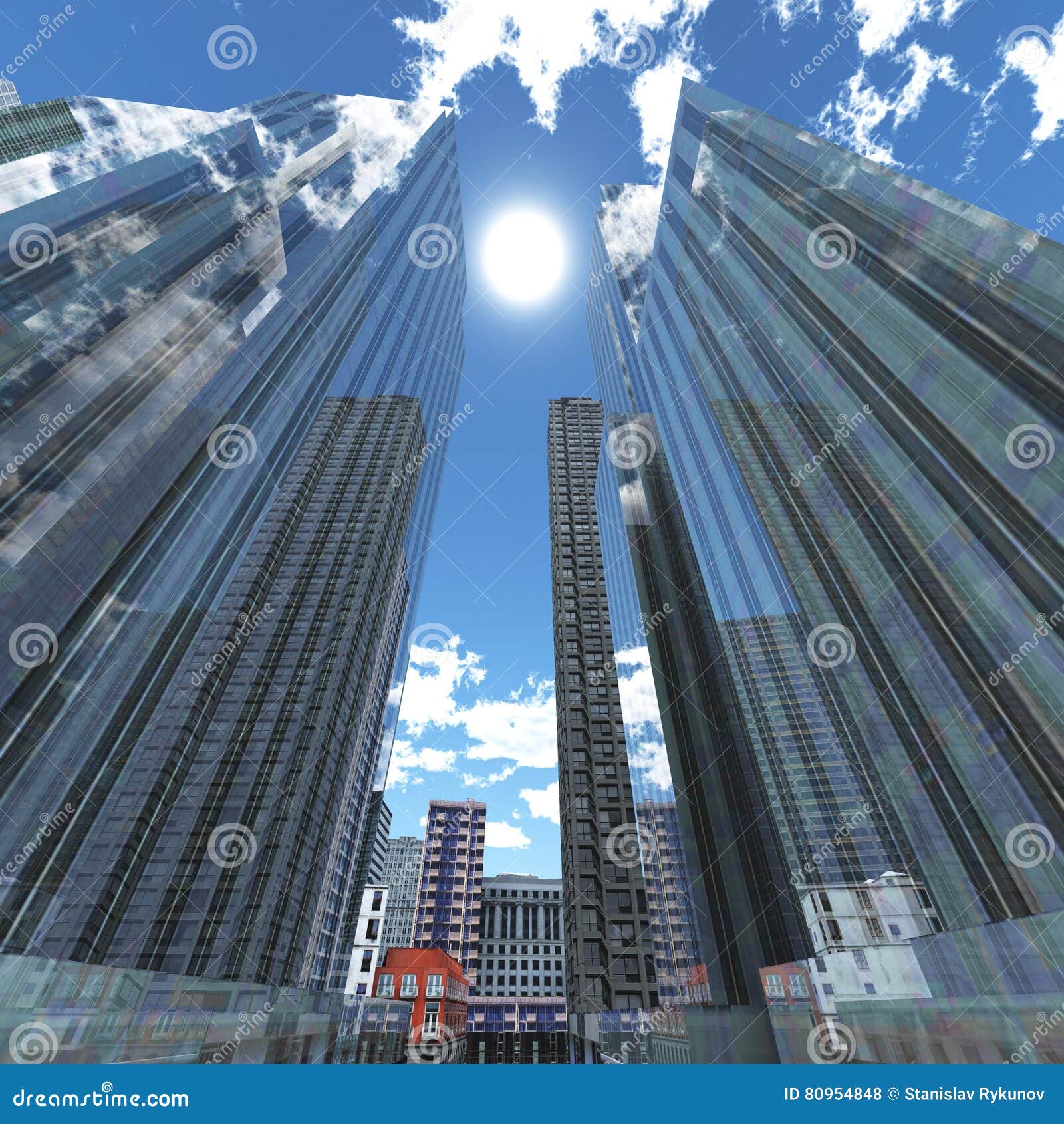 Skyscrapers View from Below. Stock Illustration - Illustration of urban ...