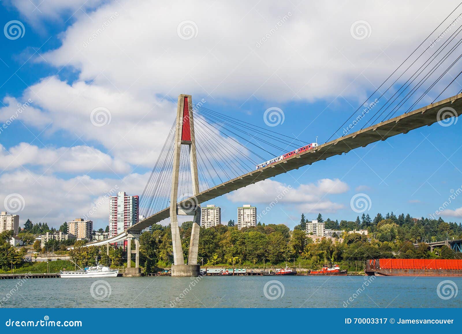 Skytrain Bridge Linking Surrey and New Westminster Cities in BC Stock ...