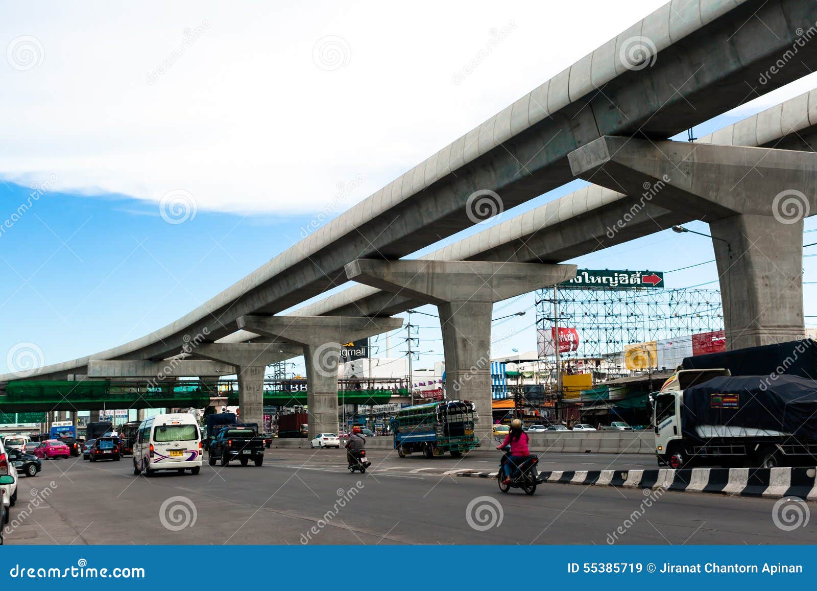 Skytrain Elevated Rails Over Main Road Editorial Stock Image - Image of ...