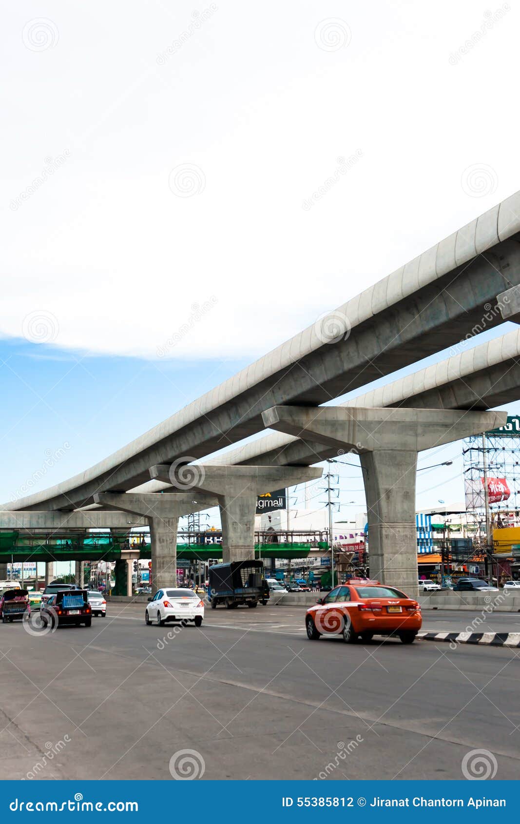 Skytrain Elevated Rails Over Main Road Editorial Photography - Image of ...