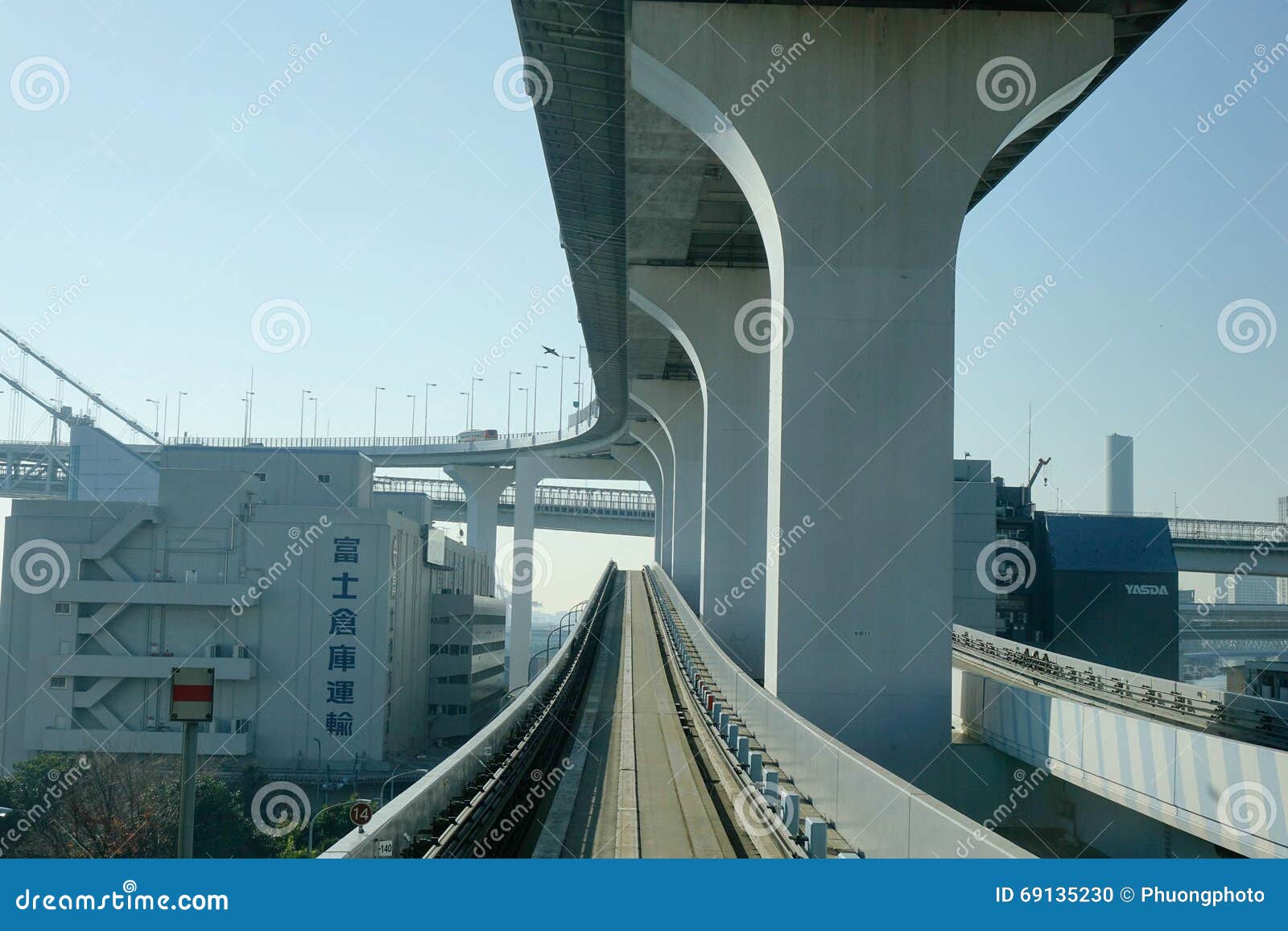 The Skytrain Line with Highway Road in Tokyo, Japan Editorial Image ...