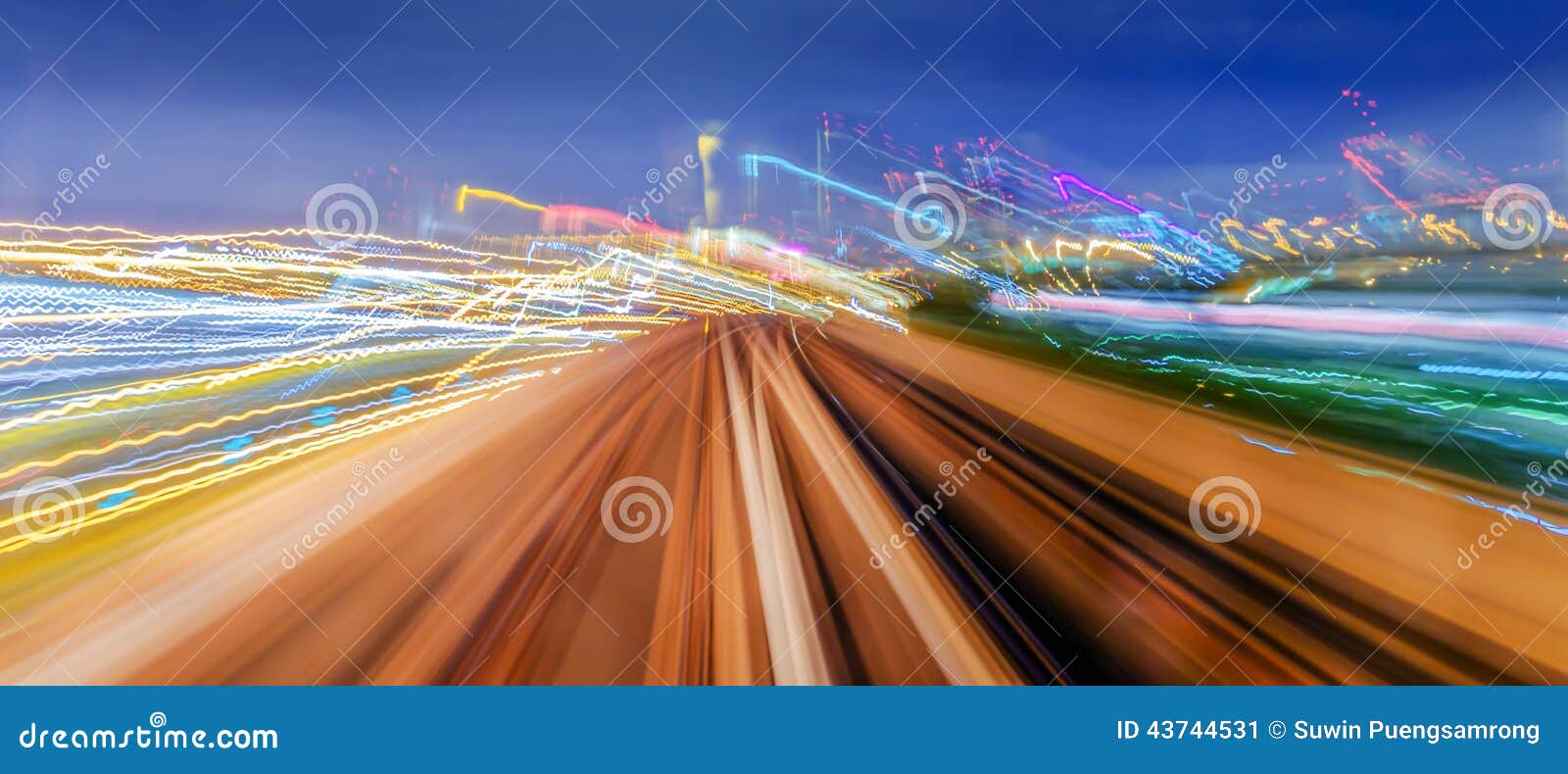 Skytrain Moving Fast at Night Stock Image - Image of city, passenger ...