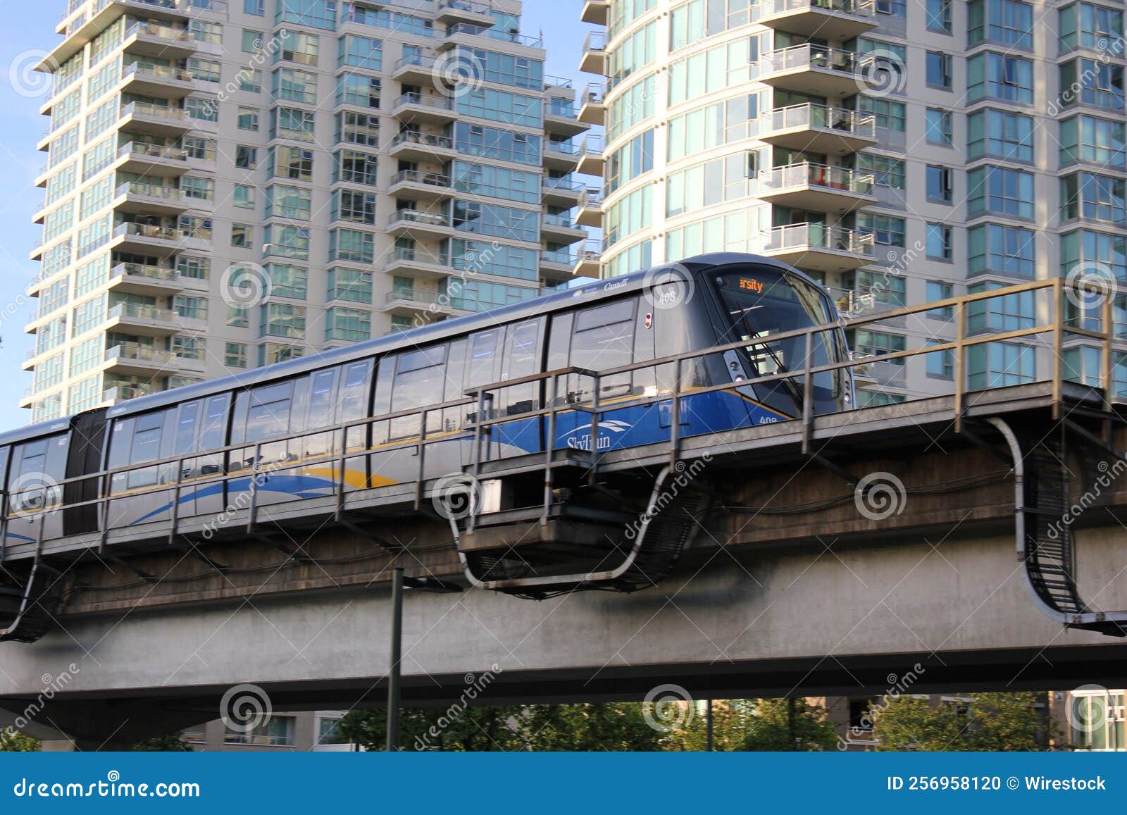 SkyTrain Passing in Downtown Editorial Image - Image of passing, rail ...