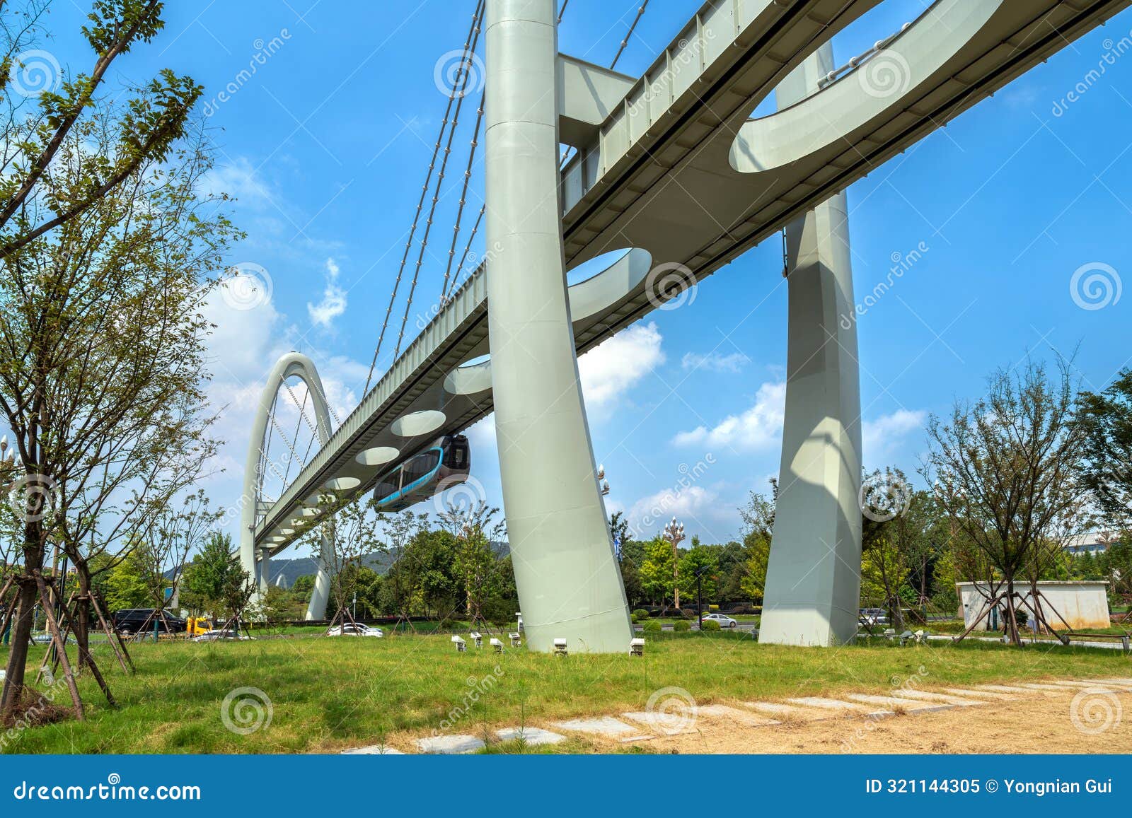 Skytrain on viaduct stock image. Image of mast, view - 321144305