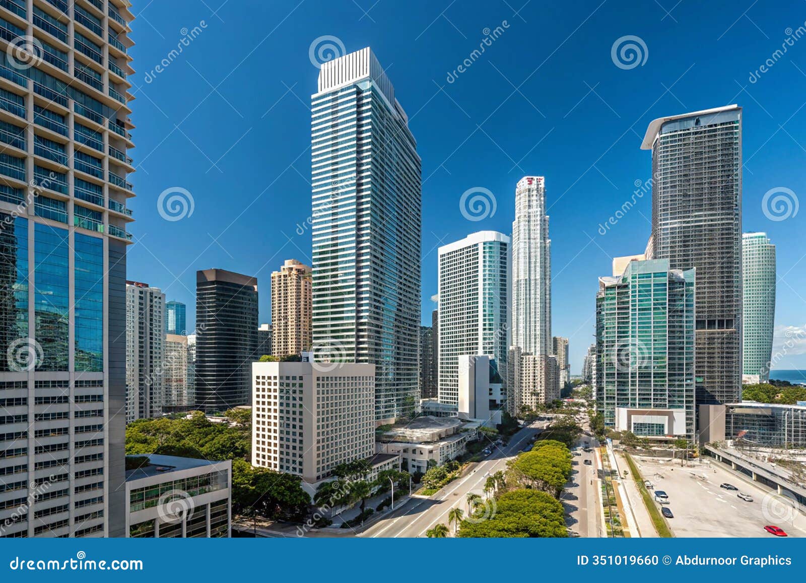 Skyward View of the Brickell Area in Downtown Miami Stock Photo - Image ...