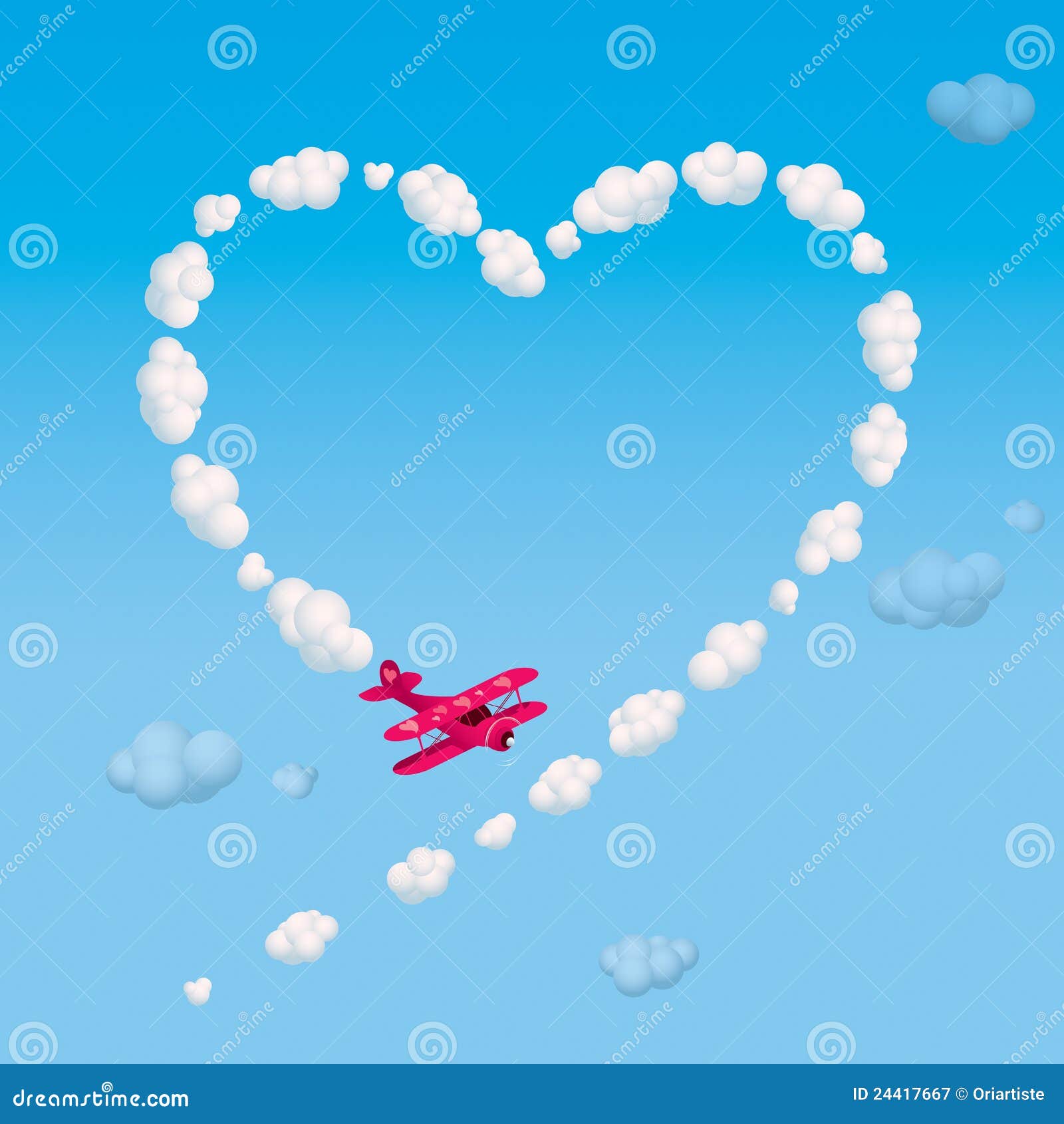 Skywriting a heart stock vector. Illustration of biplane - 24417667