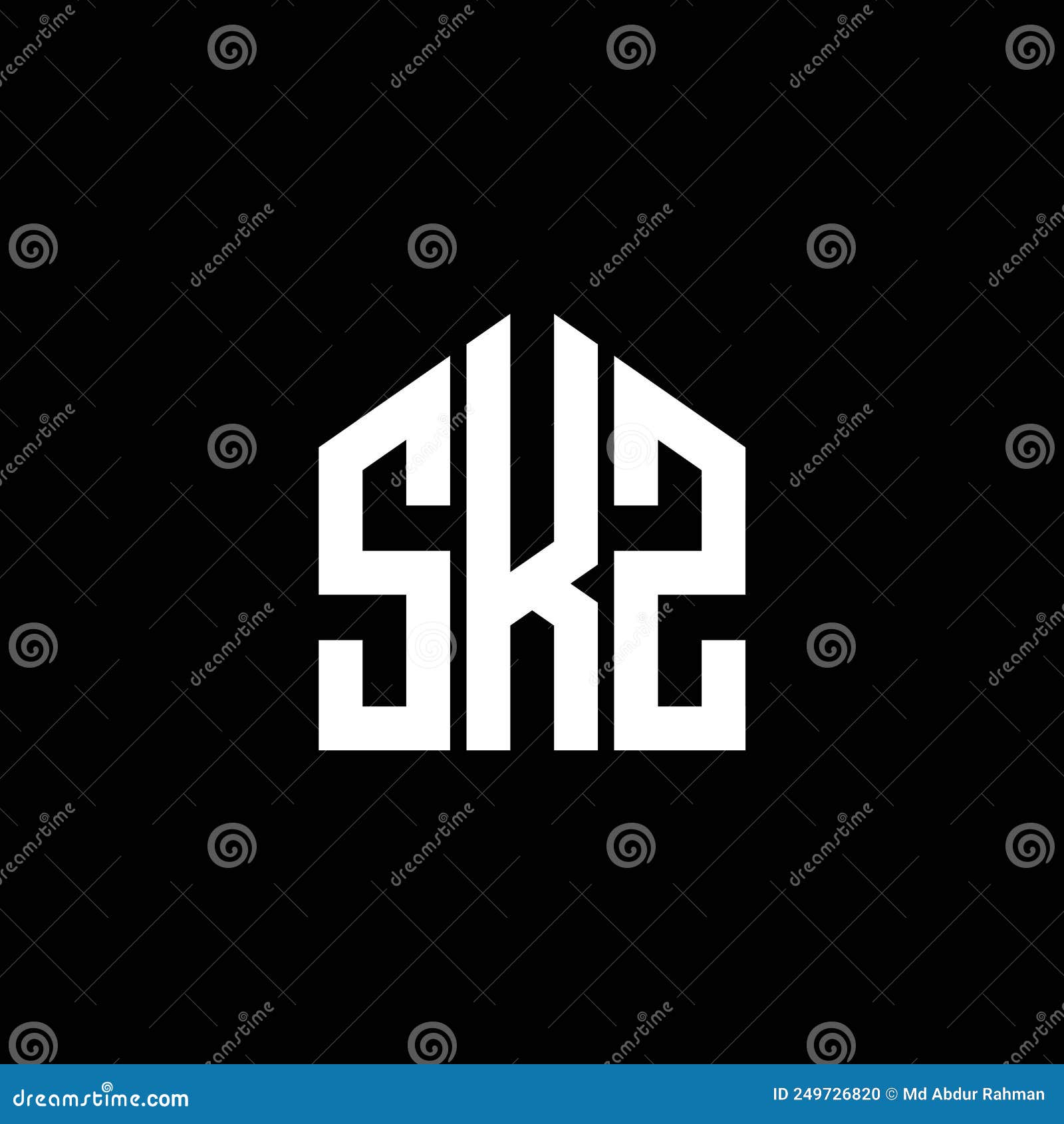 SKZ Letter Logo Design on BLACK Background. SKZ Creative Initials ...