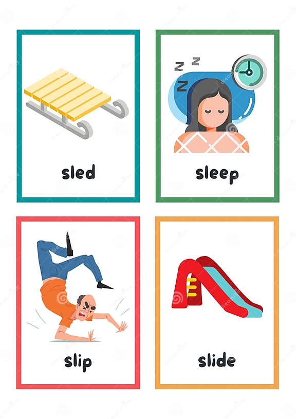 Sl Consonant Blend Flashcards - 1 Stock Illustration - Illustration of ...