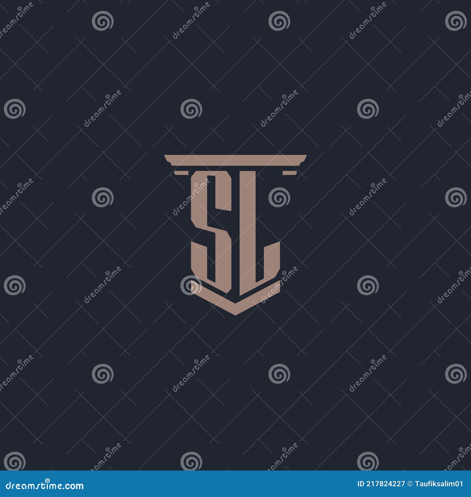 SL Initial Monogram Logo with Pillar Style Design Stock Vector ...