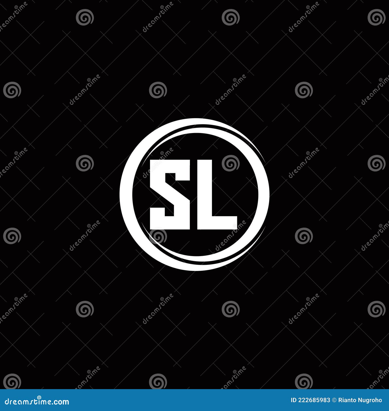 SL Logo Initial Letter Monogram with Circle Slice Rounded Design ...