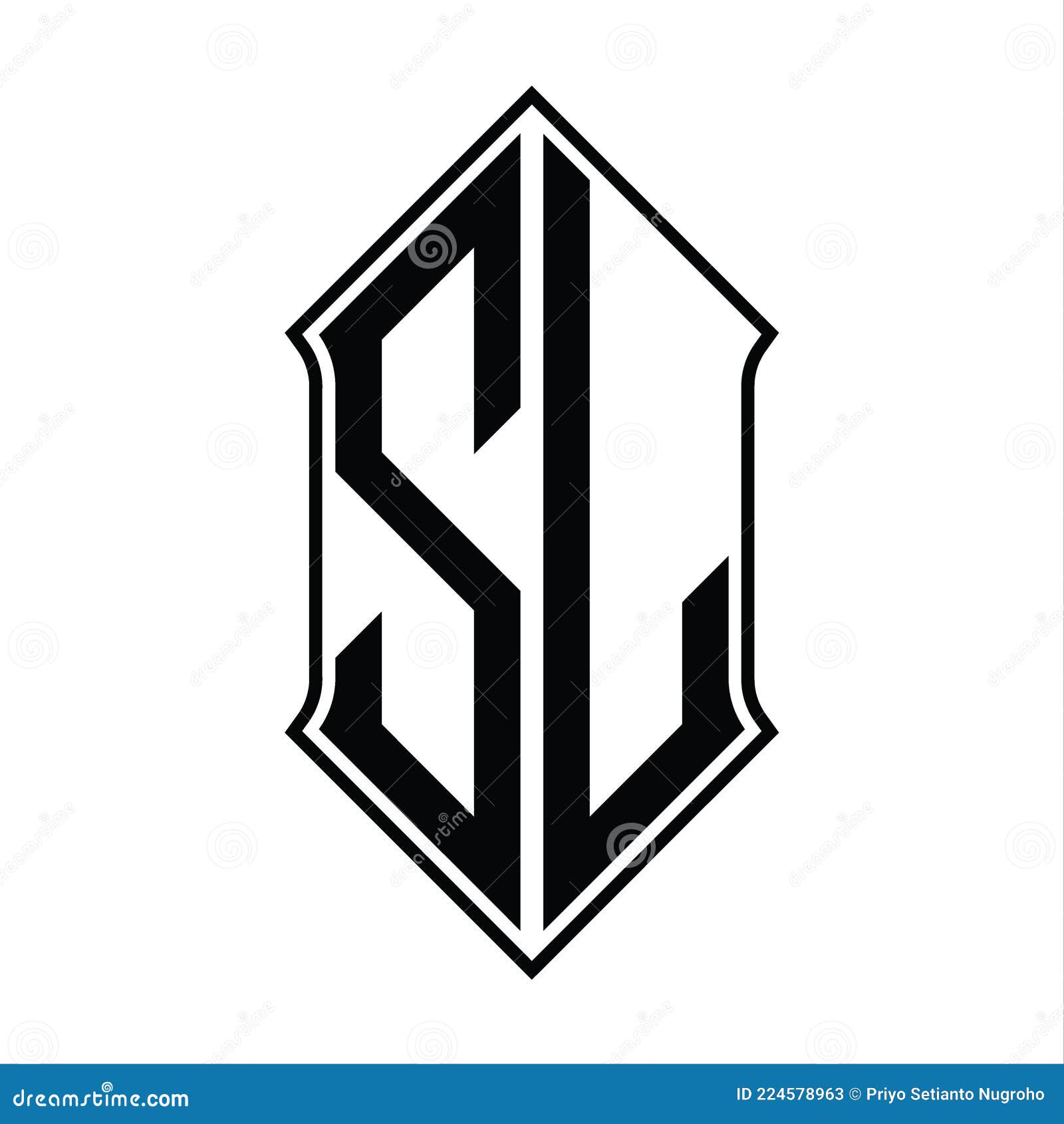 SL Logo Monogram with Shieldshape and Outline Design Template Vector ...