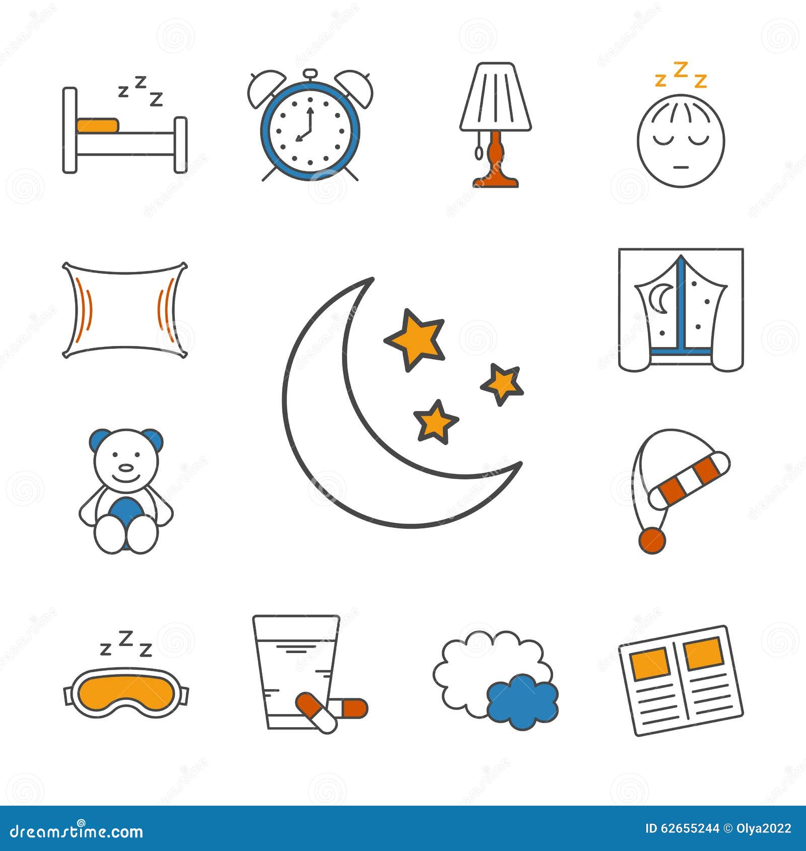 Slaap Dun Gevoerd Pictogram Vector Illustratie - Illustration of wolk ...