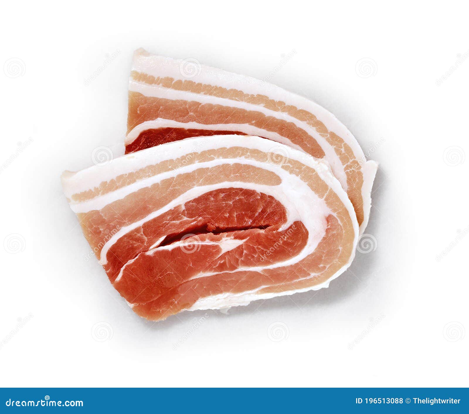 Slabs of Bacon in a Studio Setting, Isolated on White Stock Photo ...