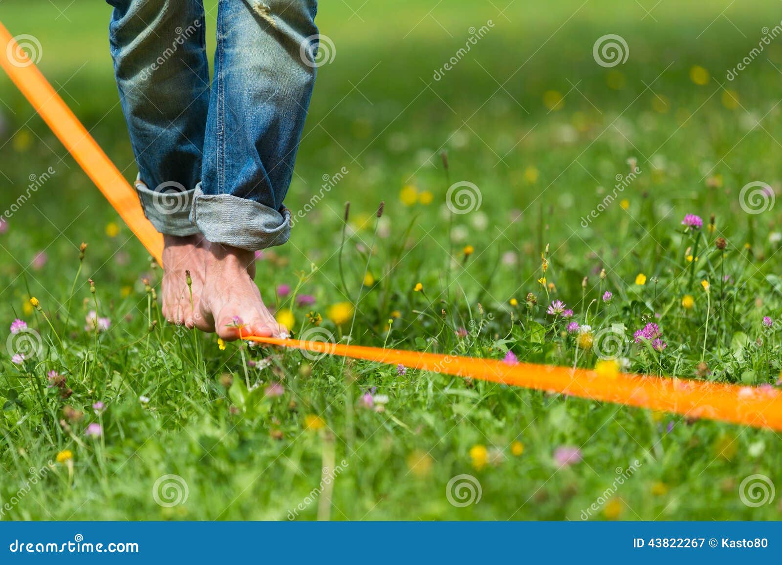 Slack Line in the City Park. Stock Image - Image of line, determination ...
