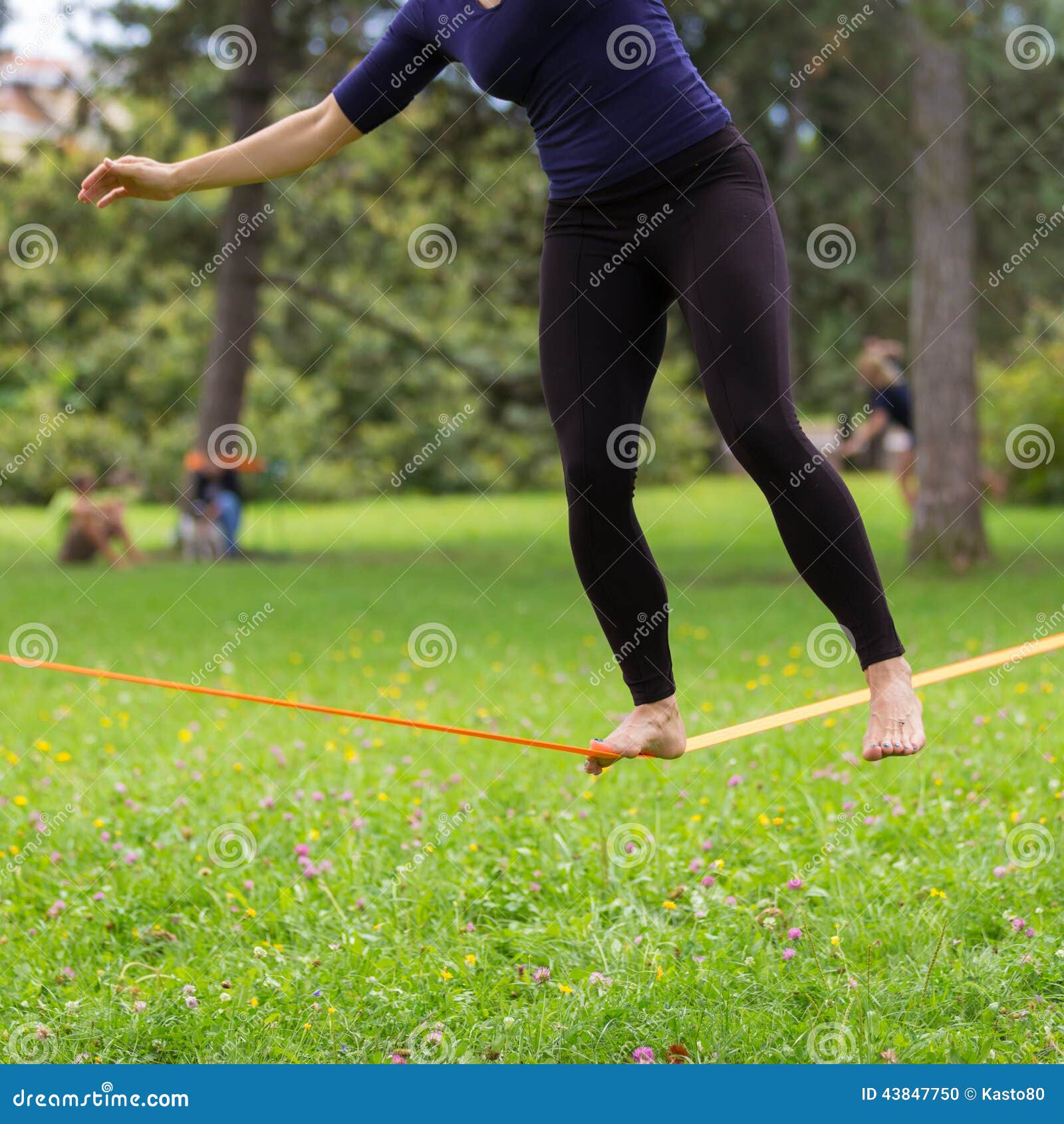 Slack Line in the City Park. Stock Photo - Image of activity, nature ...
