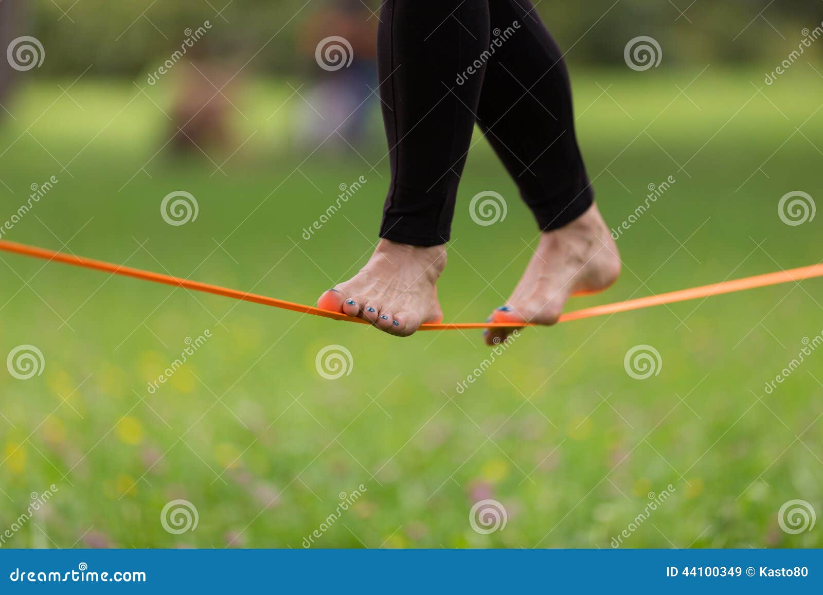 Slack Line in the City Park. Stock Image - Image of person, balance ...