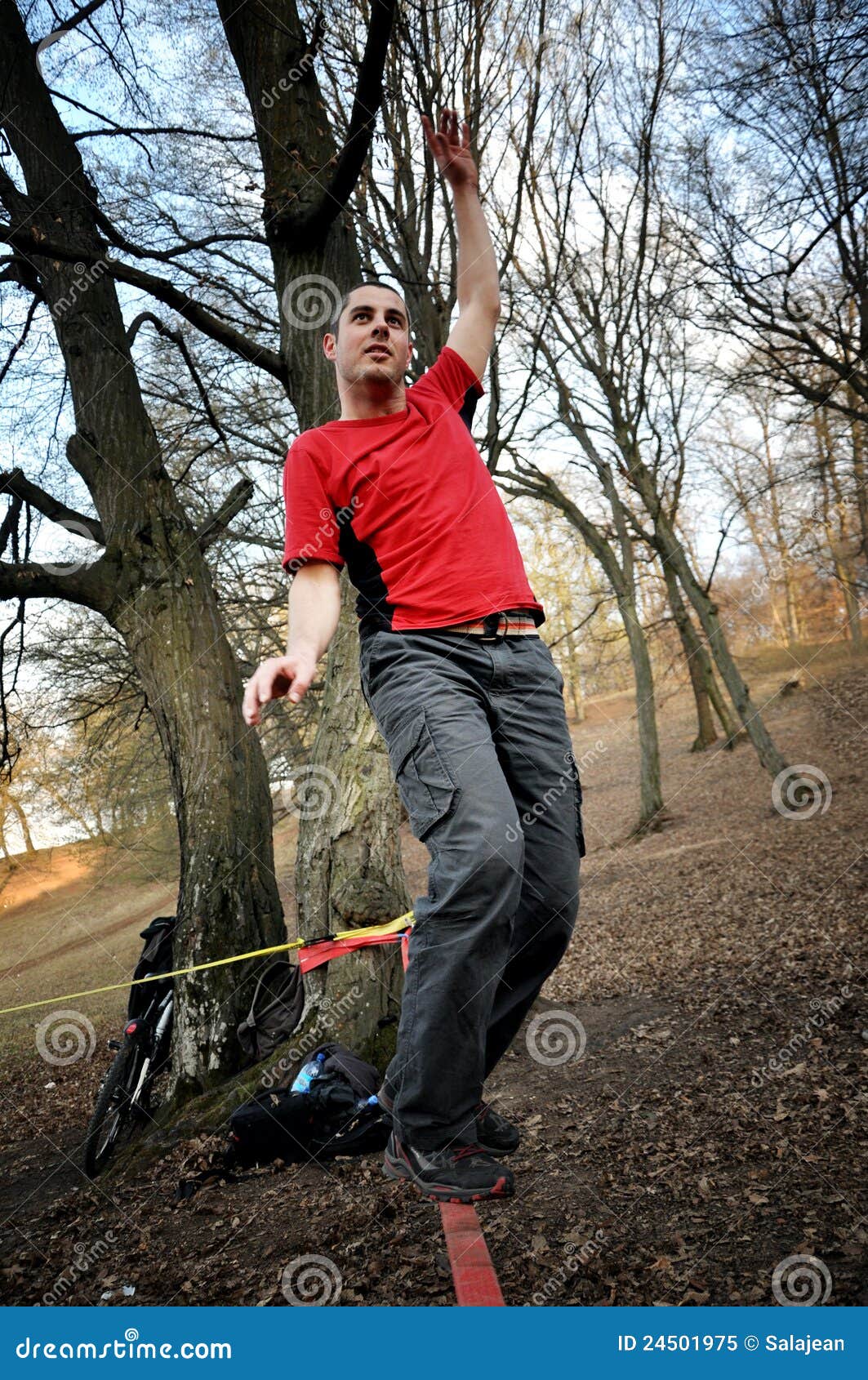 Slackline stock image. Image of equilibrium, smile, sport - 24501975