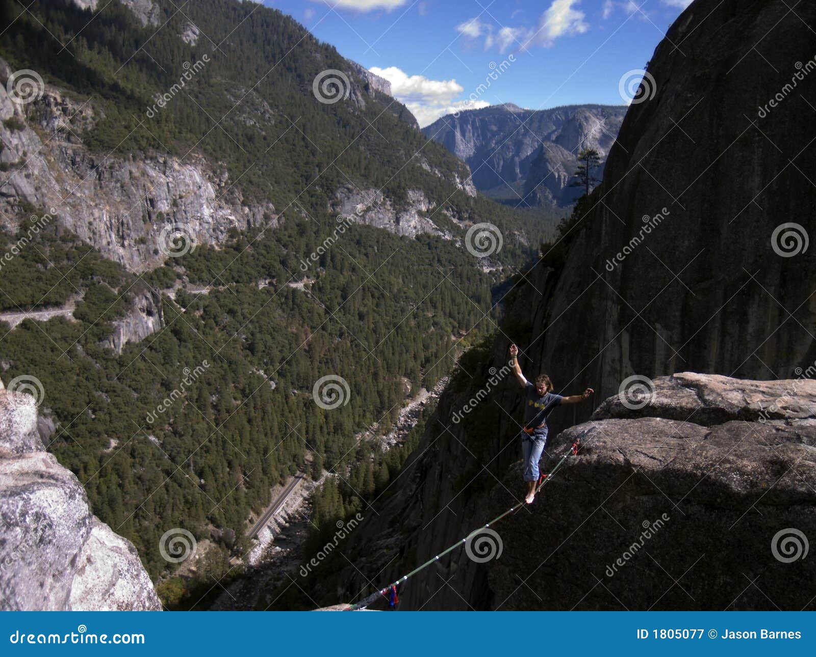 Slackline High Line at Rostrum Stock Image - Image of rope, yosemite ...