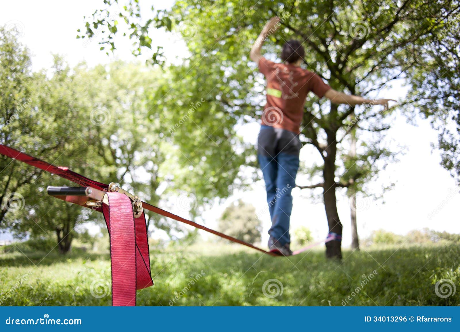 Slackline stock photo. Image of standing, freedom, landscape - 34013296