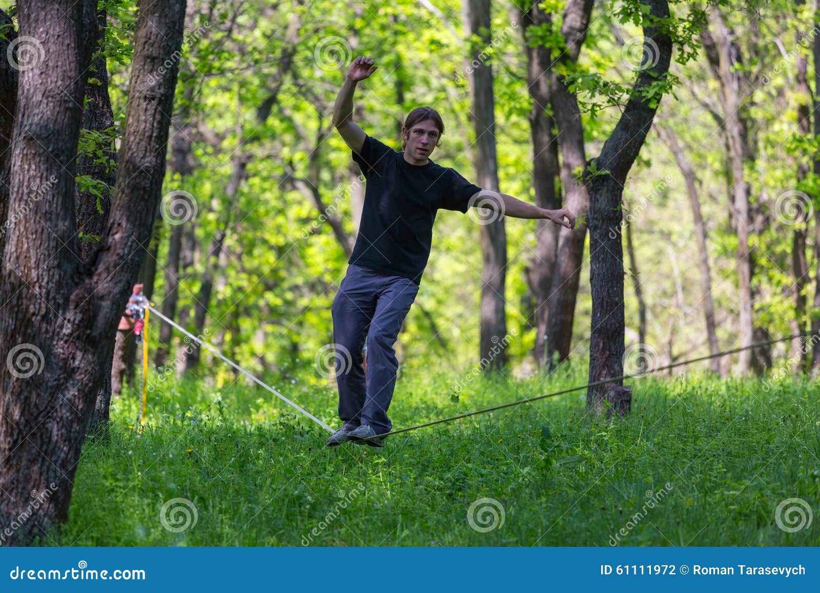 Slackline stock photo. Image of handsome, fitness, nature - 61111972