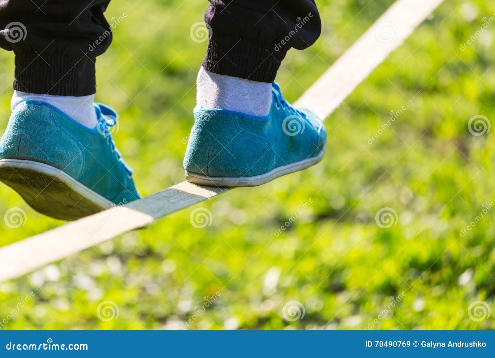 Slackline stock image. Image of back, balance, slack - 70490769