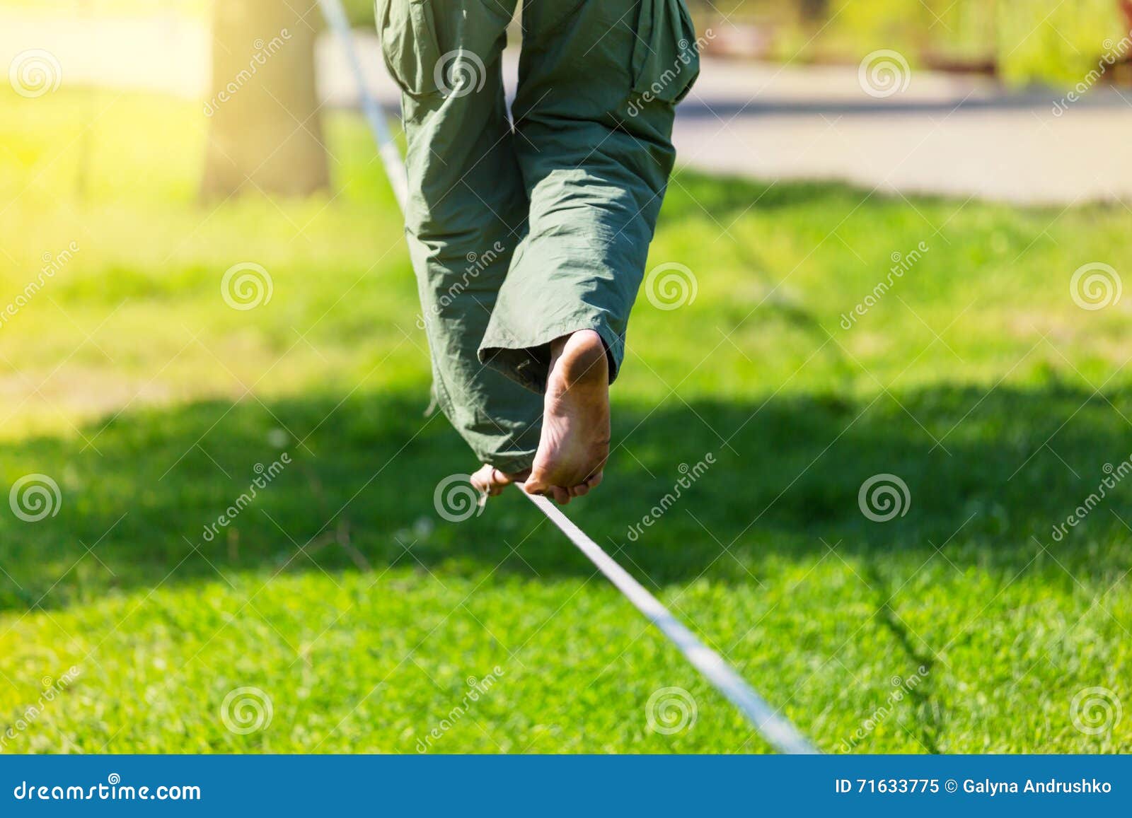 Slackline stock image. Image of balance, skill, line - 71633775
