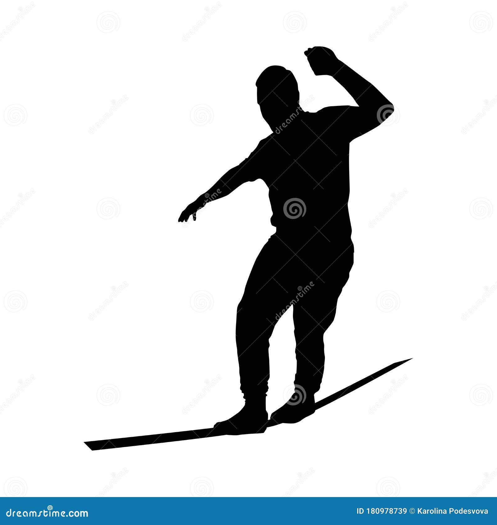 Slackline walk silhouette stock vector. Illustration of slack - 180978739