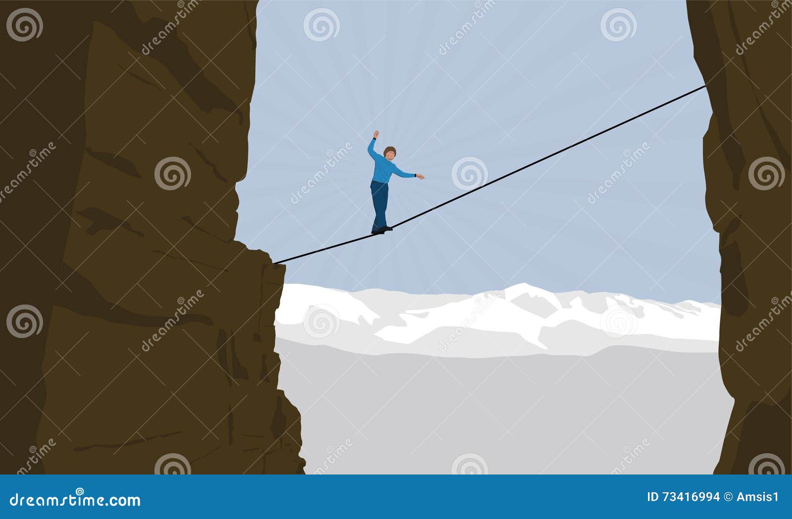 Slacklining Highlining vector illustratie. Illustration of begrip ...