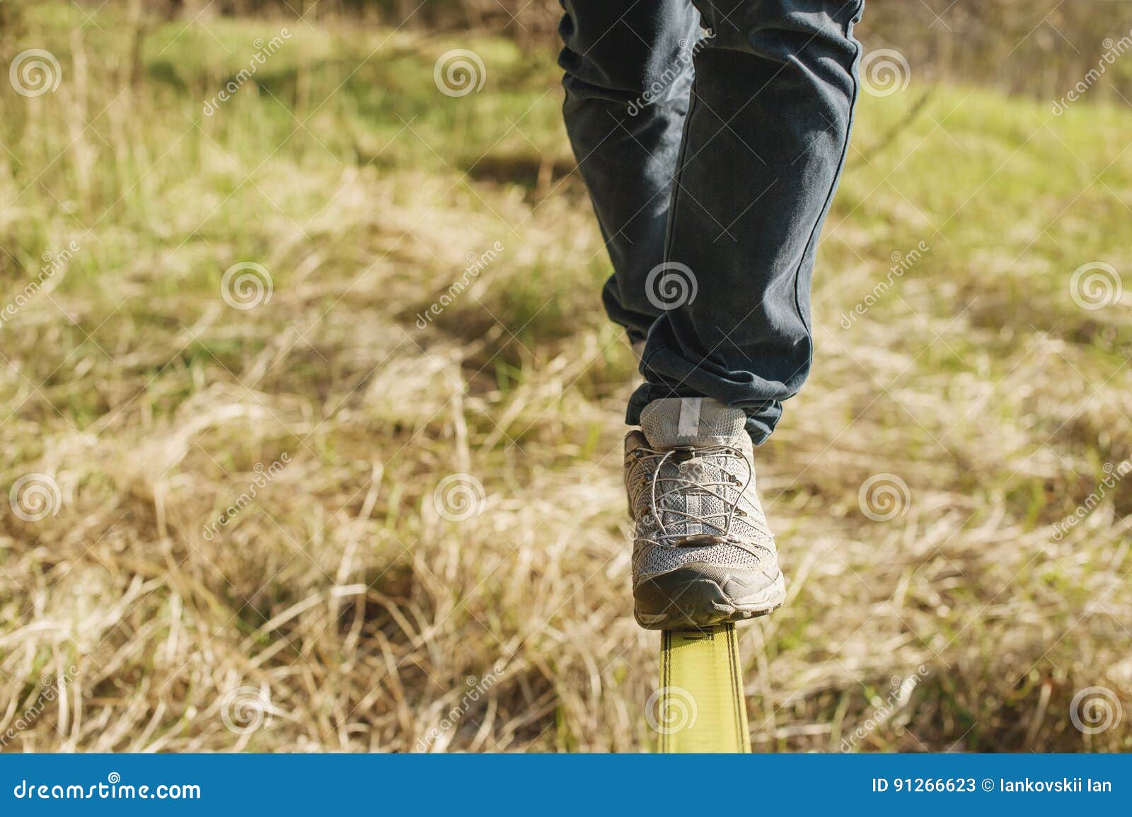 Slacklining is a Practice of Balancing, in Which Nylon or Polyester ...