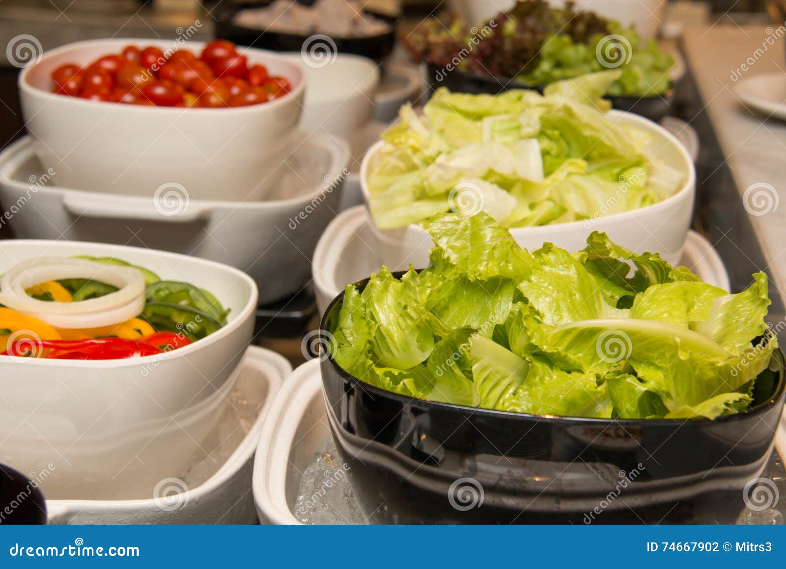 Slads at a Buffet Bar in Hotel Restaurant Stock Photo - Image of ...