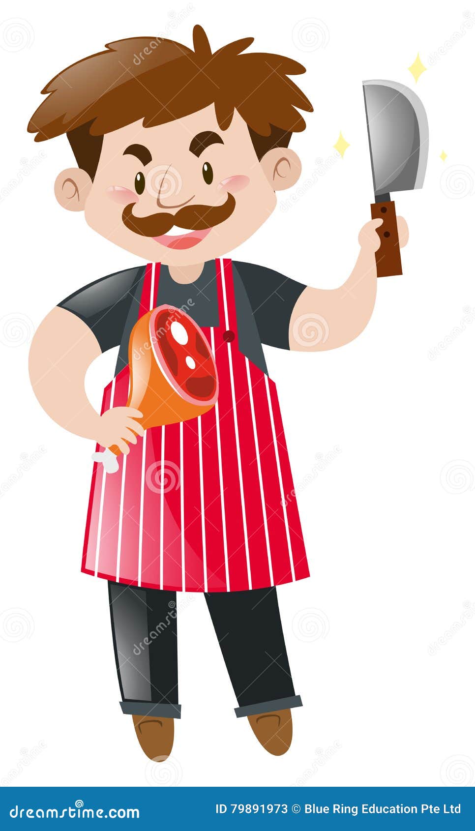 Slager Met Het Hakken Van Mes En Vlees Vector Illustratie ...