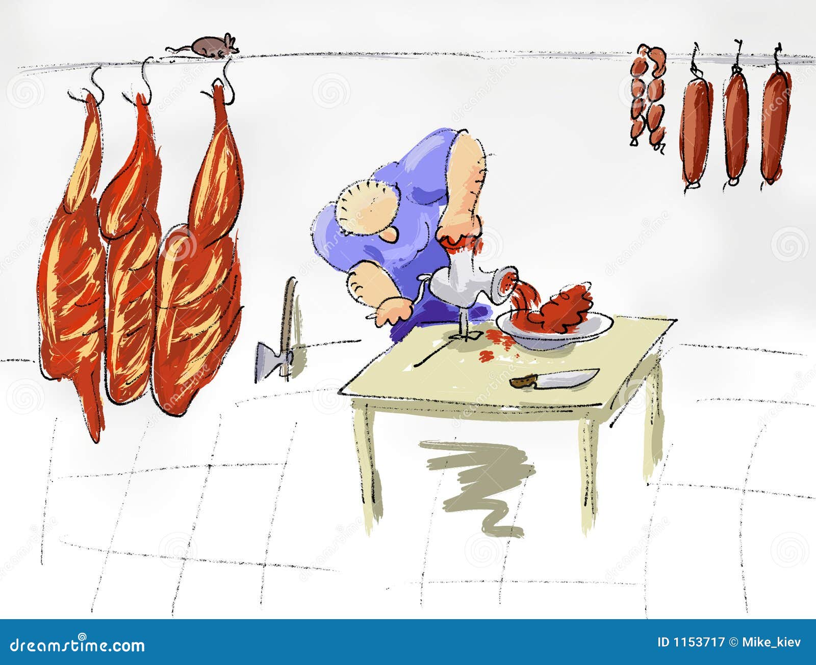 Slager op het werk stock illustratie. Illustration of karkas - 1153717