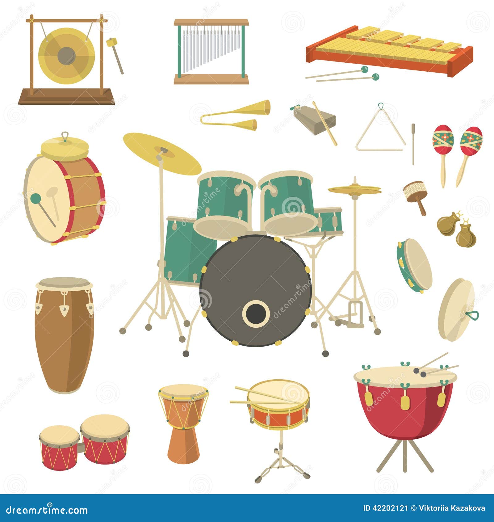 Slagverkmusikinstrument vektor illustrationer. Illustration av ...