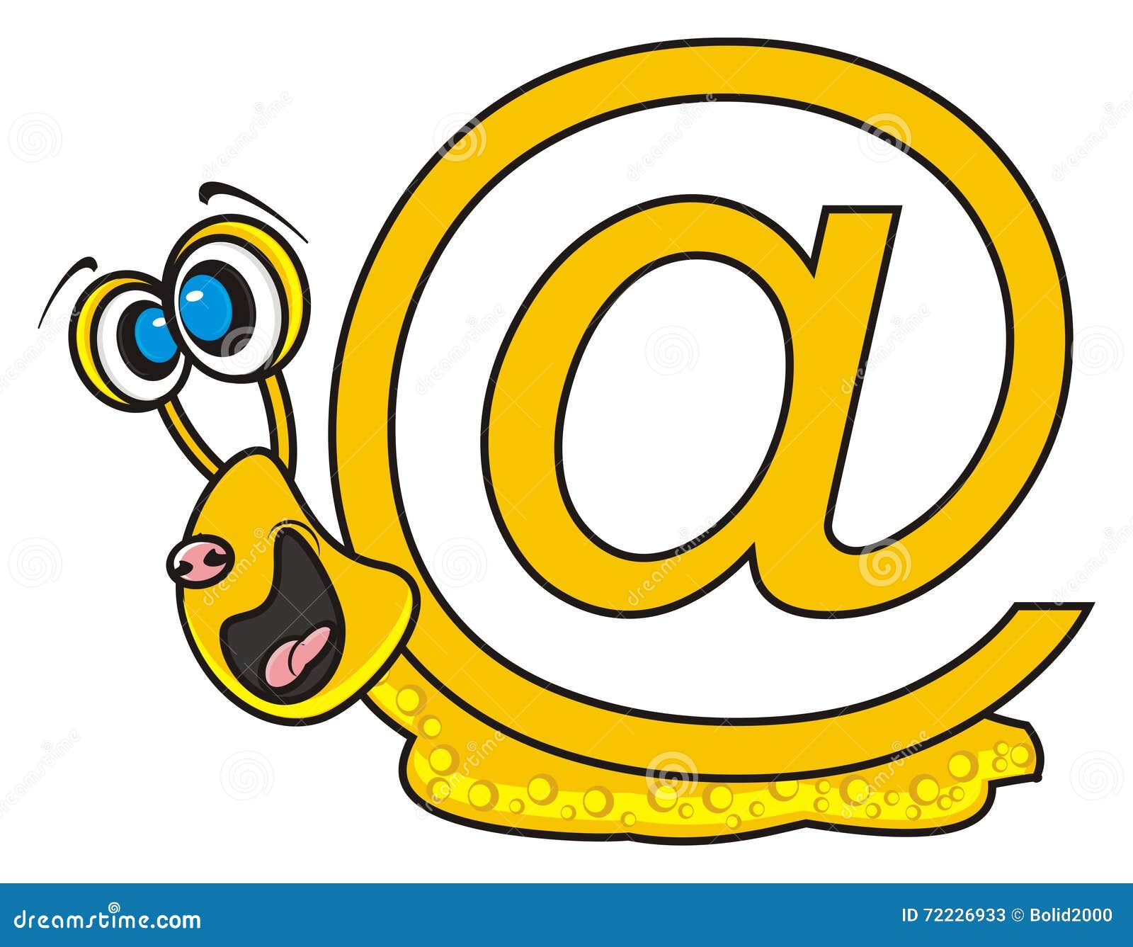 Slak met symbool @ stock illustratie. Illustration of strips - 72226933
