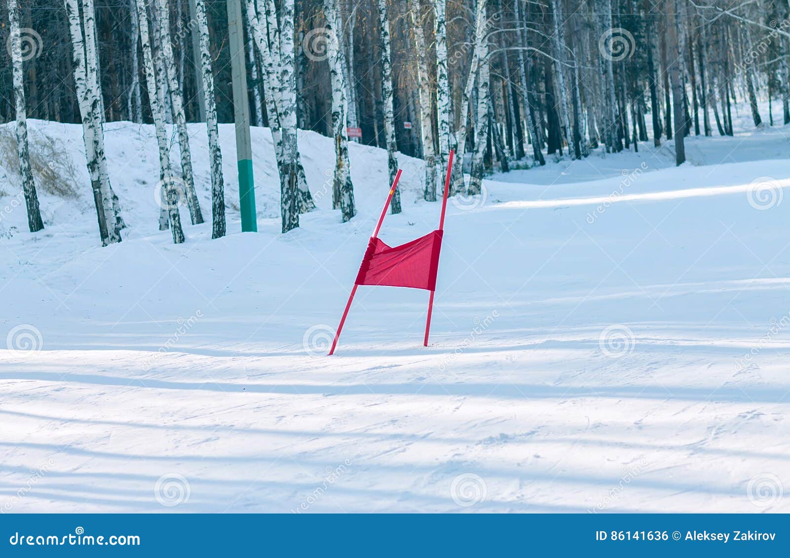 Slalom Flag Standing in the Snow on the Ski Slopes Stock Photo - Image ...