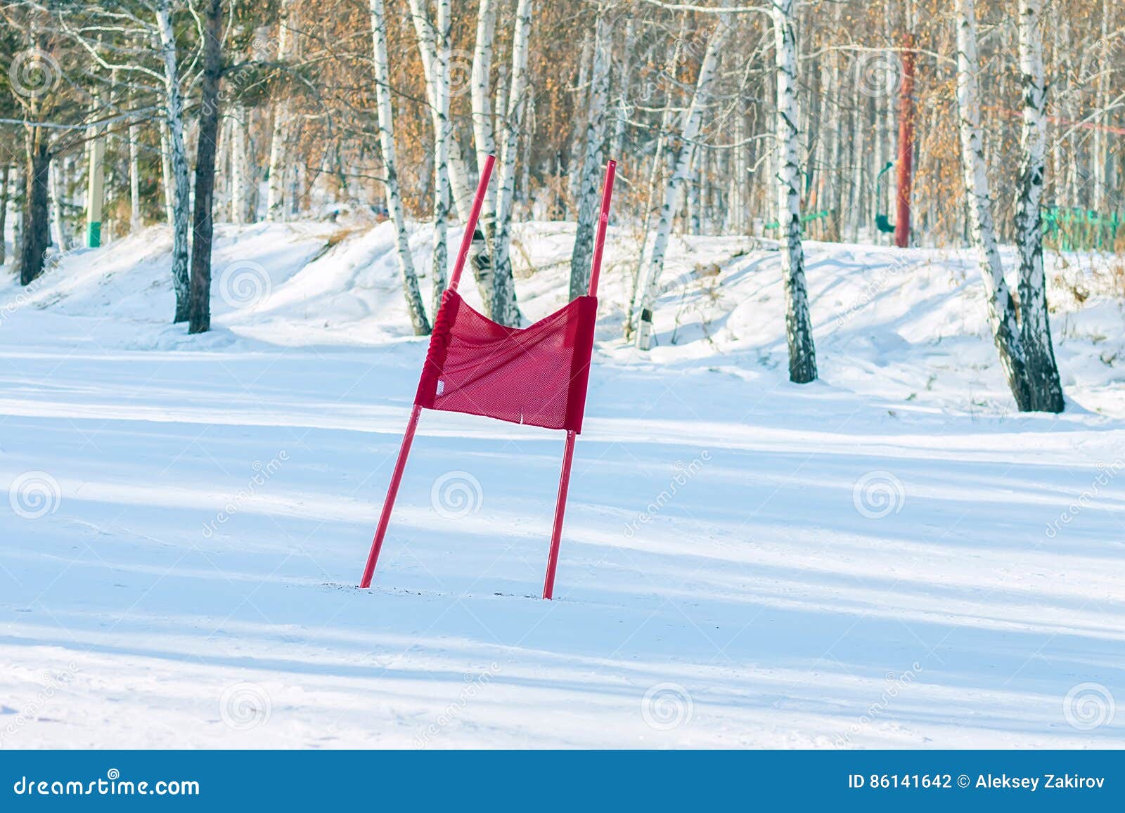 Slalom Flag Standing in the Snow on the Ski Slopes Stock Photo - Image ...
