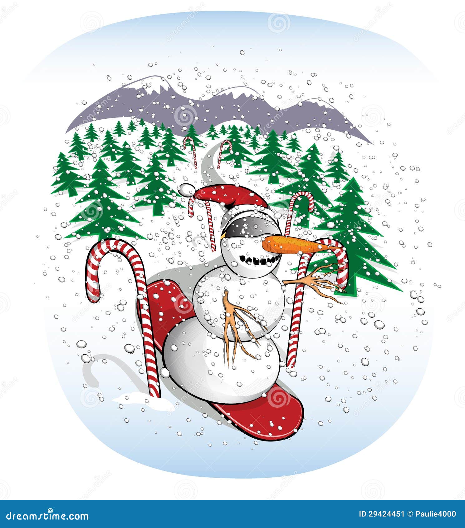 Slalom Snowboarding Snowman Stock Vector - Illustration of cheerful ...
