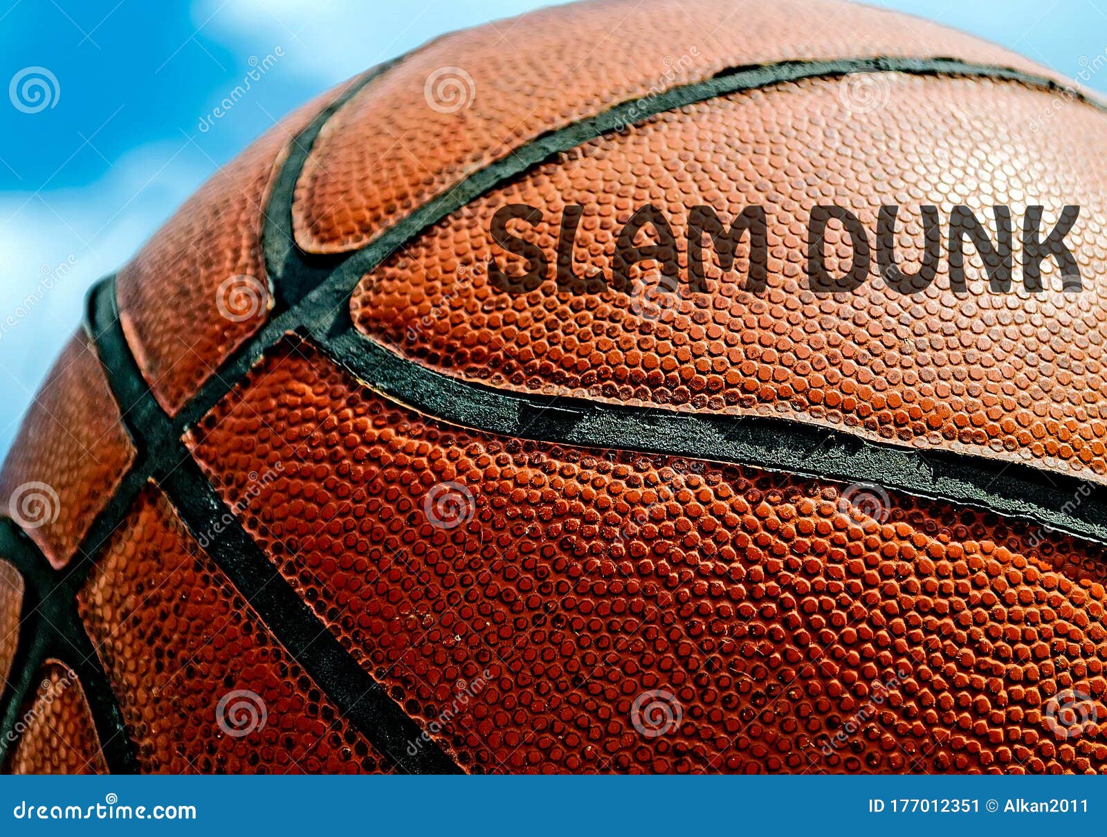 Slam Dunk Written on an Orange Basketball Stock Image - Image of gear ...