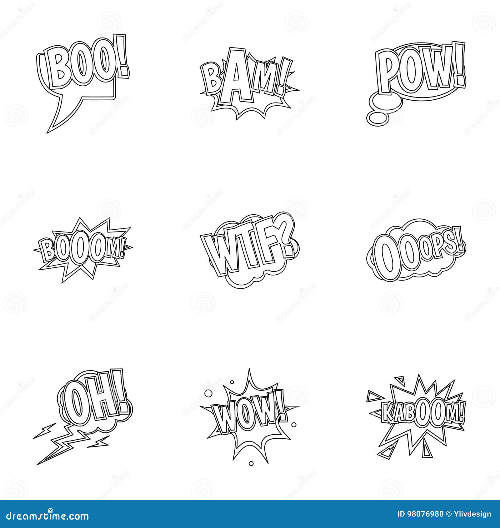 Slang Icons Set, Outline Style Stock Vector - Illustration of ...