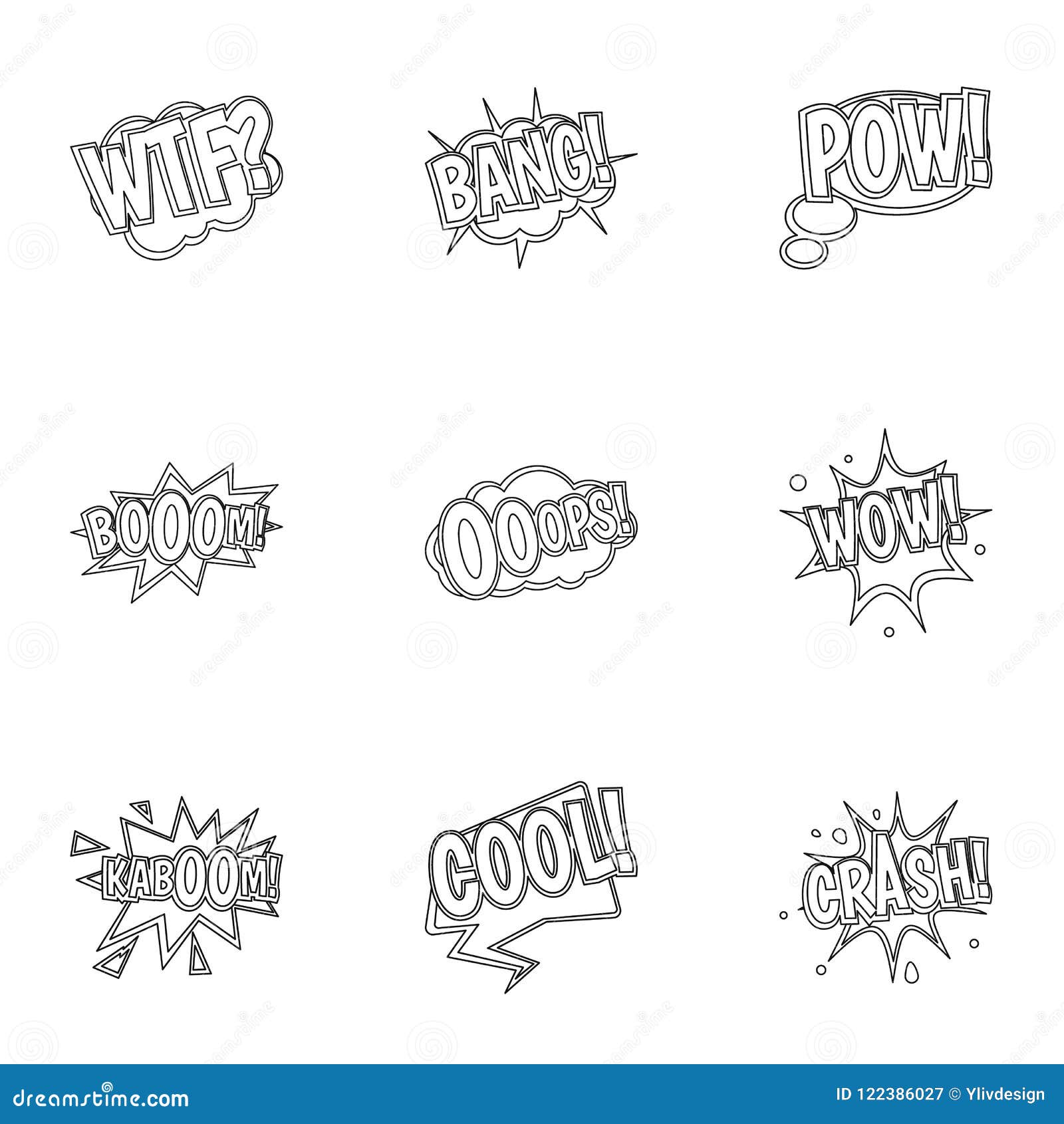 Slang in Speech Bubble Icons Set, Outline Style Stock Vector ... Slang in Speech Bubble Icons Set, Outline Style Stock Vector ...