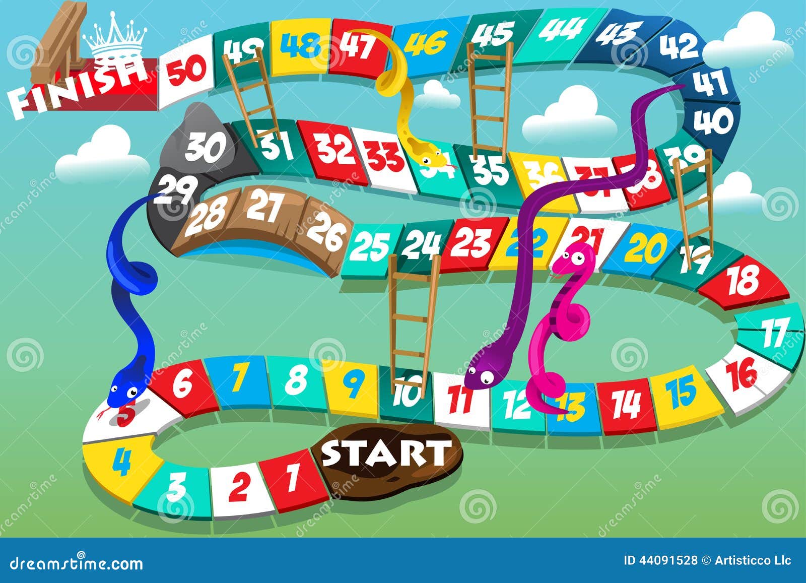 Slangen en laddersspel vector illustratie. Illustration of recreatie ...