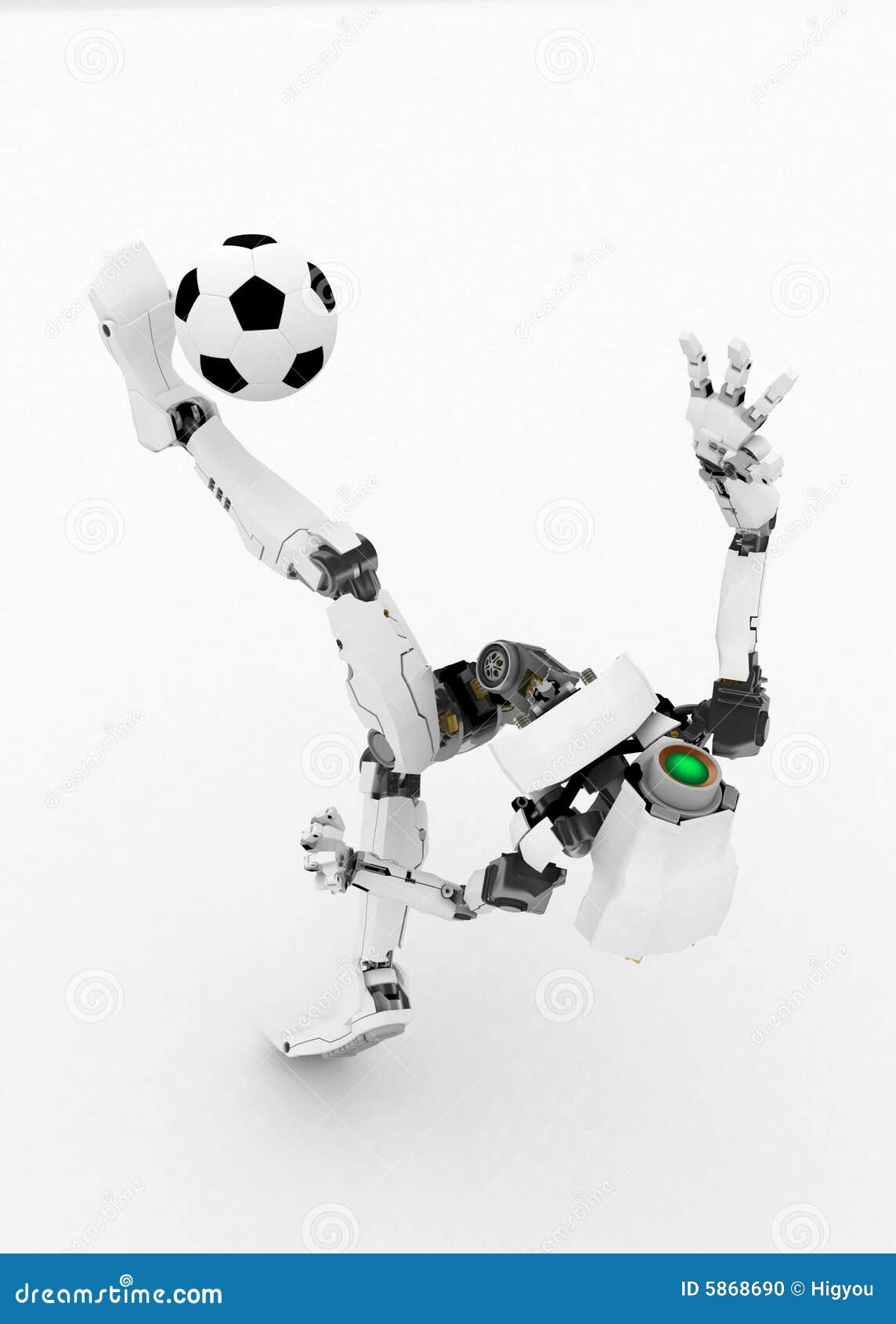 Slanke Robot, De Bal Van Het Voetbal Stock Illustratie - Illustration ...