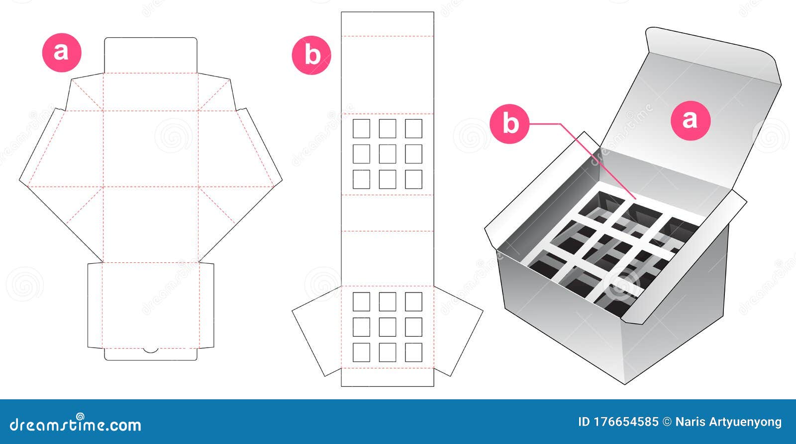 Slanted Box with Insert Die Cut Template Stock Vector - Illustration of ...