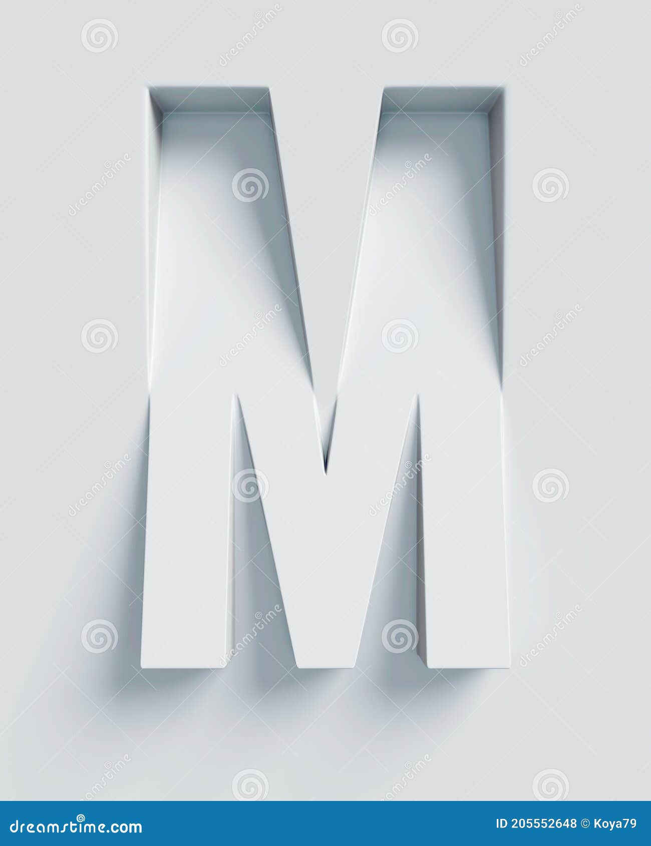 Slanted 3d Font Engraved and Extruded from the Surface, Letter M Stock ...
