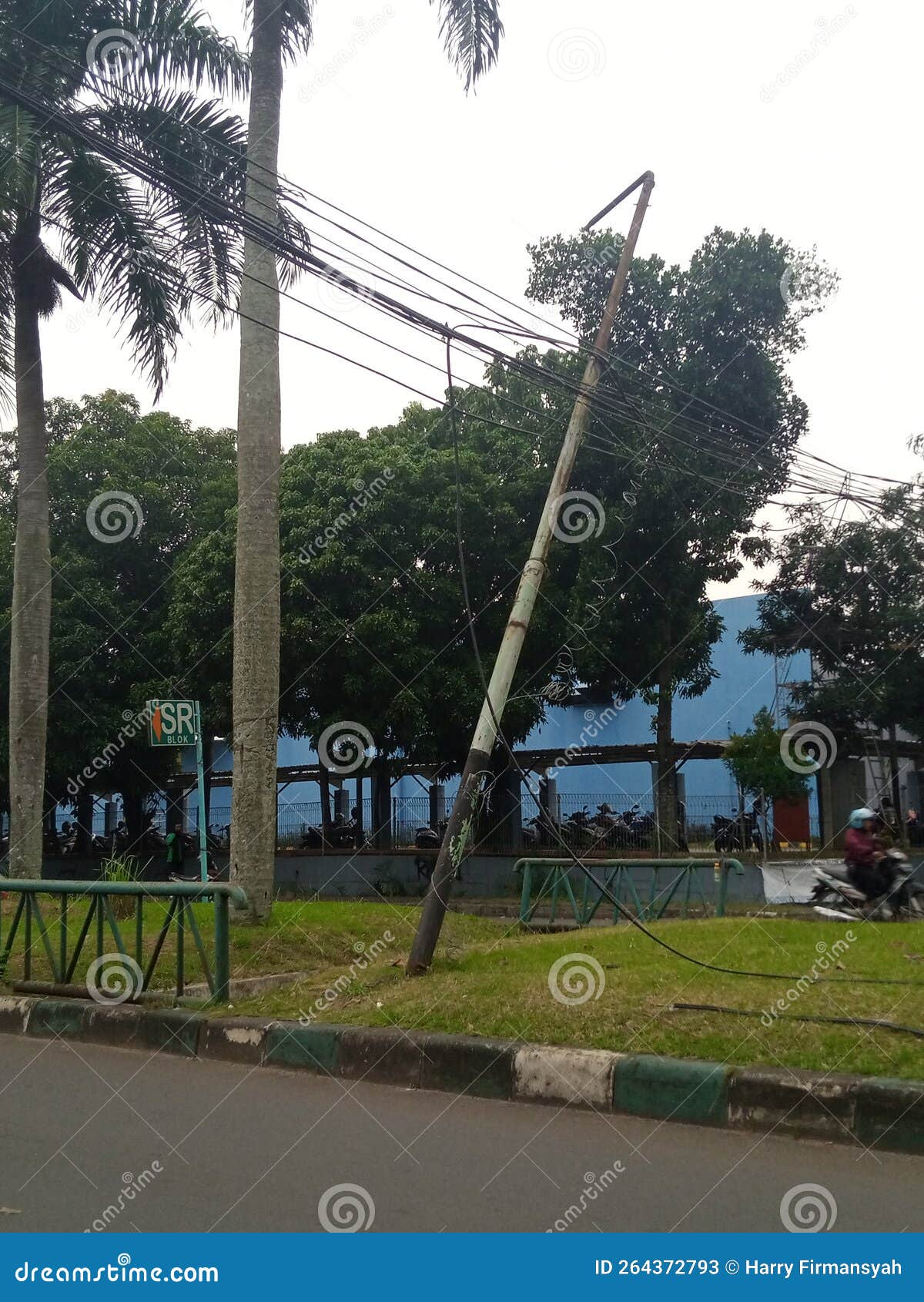 Slanted Electric Pole with Messy Cables Stock Image - Image of electric ...