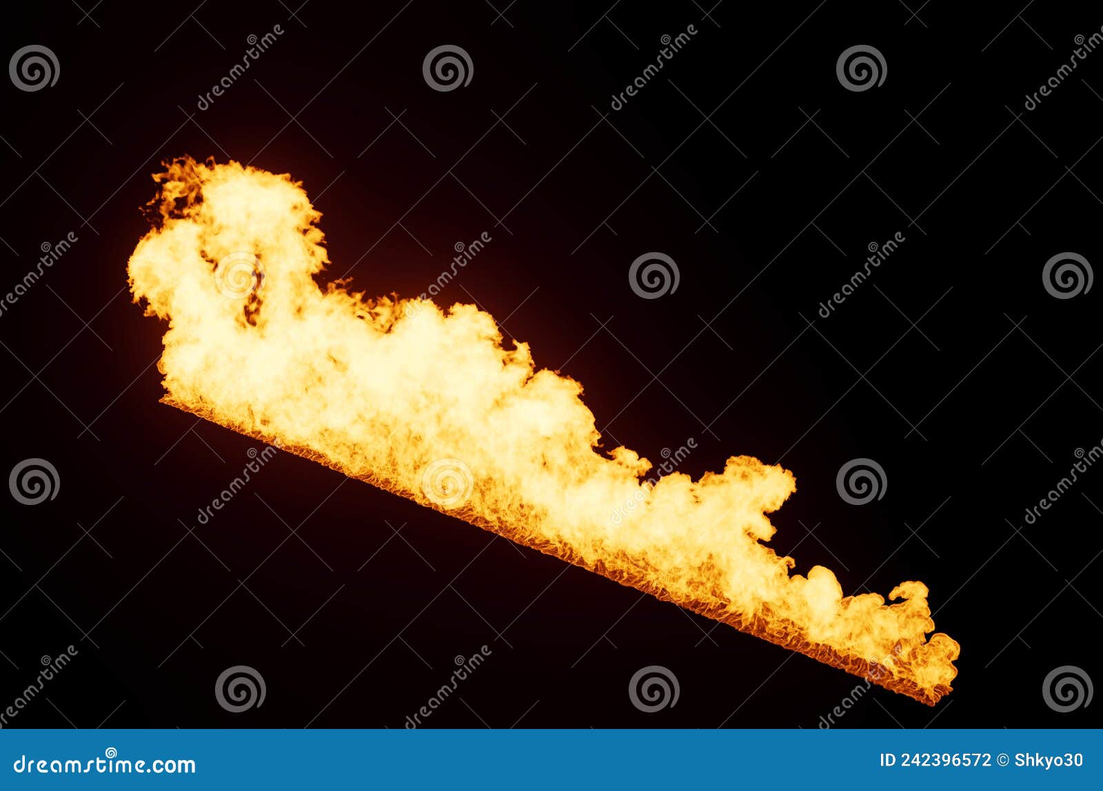 Slanted Fire All Screen Line with a Light Reddish Glow on Black Stock ...
