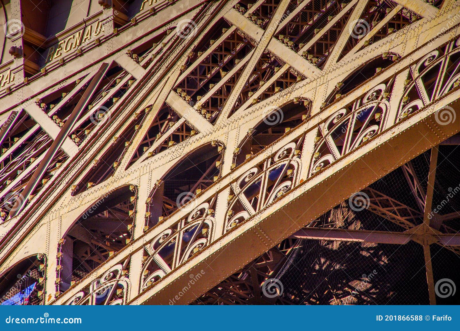 Slanted View of the Eiffel Tower in Paris,detailed View of the Iron ...