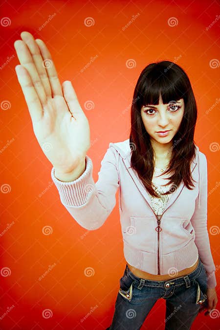 Slap! stock image. Image of long, blue, jeans, palm, brunette - 1852315